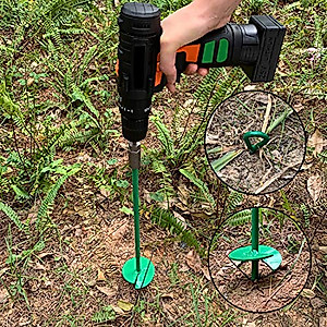 Cyleodo 18" Long Green Ground Anchor Kit(4 Pcs/Set), 3" Wide Helix,Heavy Duty Anchor Hook with Solid Steel Shaft，Best Choice for Swing Sets, Securing Animals,Camping Tent, Canopies, Car Ports, Sheds …