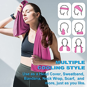 Meiyante Cooling Towel for Neck and Face 43.3" x 15.7" Cooling Towel for Hot Weather Quick Dry Workout Sweat Towel for Gym Soft Breathable Microfiber Towel Fitness Workout Camping Yoga Work Rose Pink