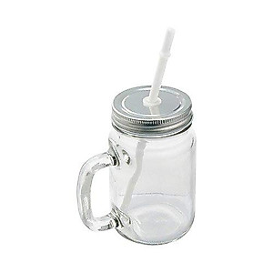Mason Blank Sublimation transparent clear glass Jar Mugs 430ml with glass handles and straw drinking heat dye transfer 4 pieces