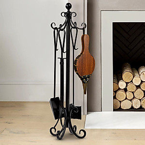 TJ.MOREE Fireplace Bellows Indoor 15.5"x 6.9" Wood Fire Blower with Hanging Strap, Metal Nozzle, Great Tool for Fireplace, Fire Pit, Wood Stove, BBQ, Outdoor Camping - Brown