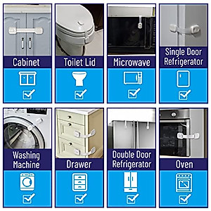 Bates- Child Safety Strap Locks, 6 Pack, Child Proof Cabinet Latches, Child Safety Cabinet Locks, Drawer Locks Baby Proofing, Baby Cabinet Safety Latches, Baby Proof Cabinet Locks