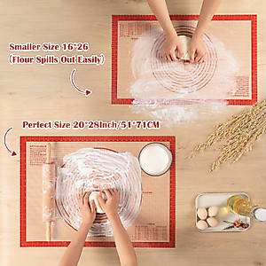 Non-slip Silicone Pastry Mat Extra Large with Measurements 28''By 20'' for Silicone Baking Mat, Counter Mat, Dough Rolling Mat,Oven Liner,Fondant/Pie Crust Mat By Folksy Super Kitchen Red