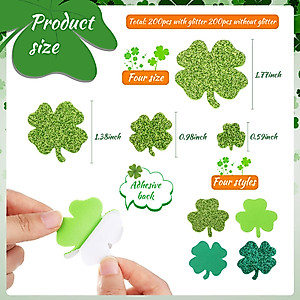 428 Pieces St. Patrick's Day Craft Shamrock Foam Stickers Supplies Glitter Shamrocks Stickers Self Adhesive Foam Clover Stickers for DIY Kids Toddlers Adults Party Favors