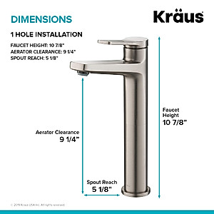 KRAUS Indy Single Handle Vessel Bathroom Faucet in Spot Free Stainless Steel, KVF-1400SFS