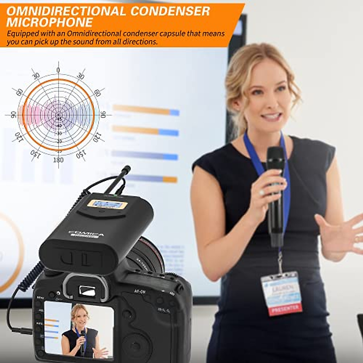 Comica CVM-WM100 H UHF 48-Channel Professional Wireless Handhled Microphone System for Canon Nikon Sony Panasonic Fuji DSLR Camera, XLR Camcorder, Smartphone, Perfect for Video Recording/Interview