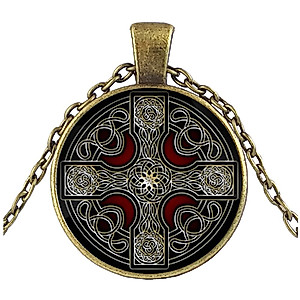 NEPOMI Irish Celtic Knot Pendant Necklace for Men Women, Trinity Knot Good Luck Cross Necklace Mens Womens Religious Necklace Jewelry Gift Alloy Link Chain Talisman Necklace 27'' Chain(Send Gift Box)
