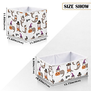 Emelivor Cute Otter Halloween Rectangle Storage Bins Fabric Storage Cube Large Storage Baskets for Shelves Collapsible Cube Organizer Bins for Shelves Nursery Closet Bedroom Living Room,16 x 11inch