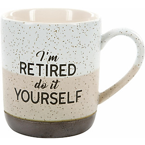 Pavilion Gift Company Large 15 Oz Stoneware Coffee Cup Mug I'm Retired Do It Yourself, 15oz, Grey