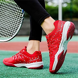 Fashion Sneakers for Women Lightweight Breathable Lace-up Walking Shoes for Indoor Outdoor Red Size 10.5