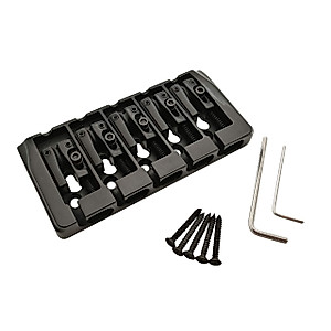 Guyker 5 String Bass Bridge with Locking Zinc Saddles – Dual Load Type A Bridges String Space 19mm Replacement for Jazz Bass or Precision Electric Instruments (Black)
