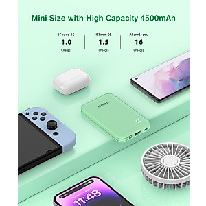 TG90° 4500mah Small Power Bank with Built-in Cable, Pocket Friendly Portable Battery Pack Charger Compatible with iPhone 14/14 Pro/13/13 Pro/12/12 Pro/11/11 Pro/X/XS/SE and More