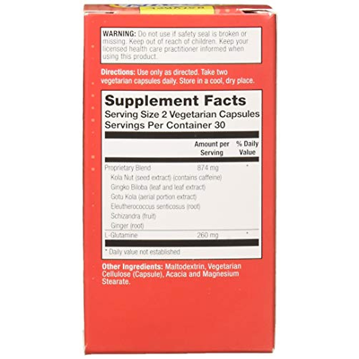 Natural Balance Brain Pep | Brain Function Supplement with Ginkgo Biloba, Kola Nut | Helps Support Improved Memory, Focus & Mental Clarity | 60 Capsules