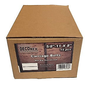 5/8" - 11 x 8 Carriage Bolt | Round Head | Hot Dip Galvanized | 15pcs Box