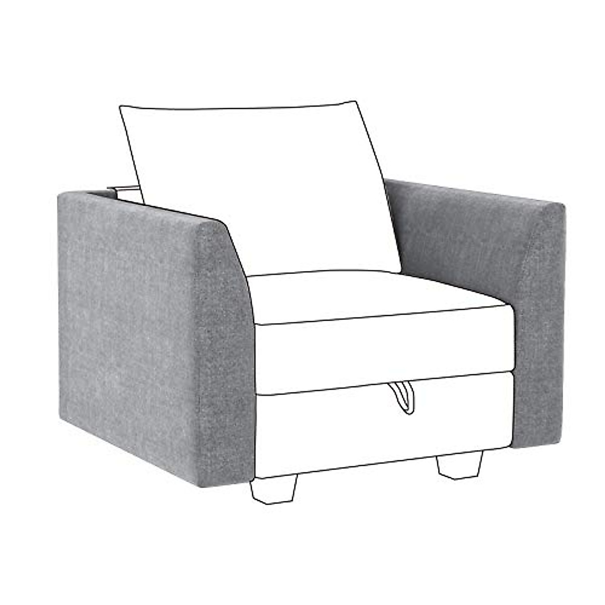 HONBAY Side Armrest Module for Modular Sofa Pair of Armrests for Sectional Modular Couch, Grey