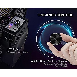 Geek Aire Rechargeable Outdoor High Velocity Camping Floor Fan, 16” Portable Battery Operated Fan with Metal Blade for Garage Barn Gym Camp, Cordless Industrial Fan, Camping Gear Accessories