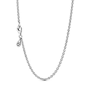 Pandora Cable Chain Necklace- Classic Chain Necklace with Lobster Clasp - Great Gift for Women - Sterling Silver Adjustable Necklace - 23.6"