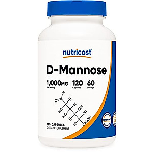 Nutricost D-Mannose 1000mg Per Serving, 120 Capsules - 500mg Per Capsule, Urinary Tract Health, Non-GMO and Gluten Free