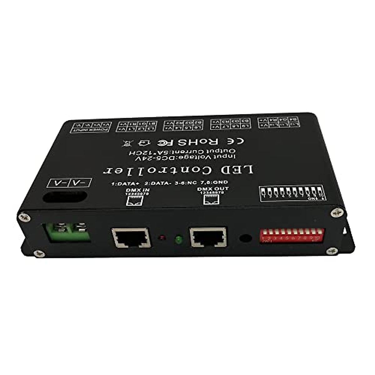GIDERWEL 12 Channel DMX Decoder RGB LED Controller 60A PWM DMX512 Dimmer Driver for RGB LED Strip and LED Module Light DC12V-24V
