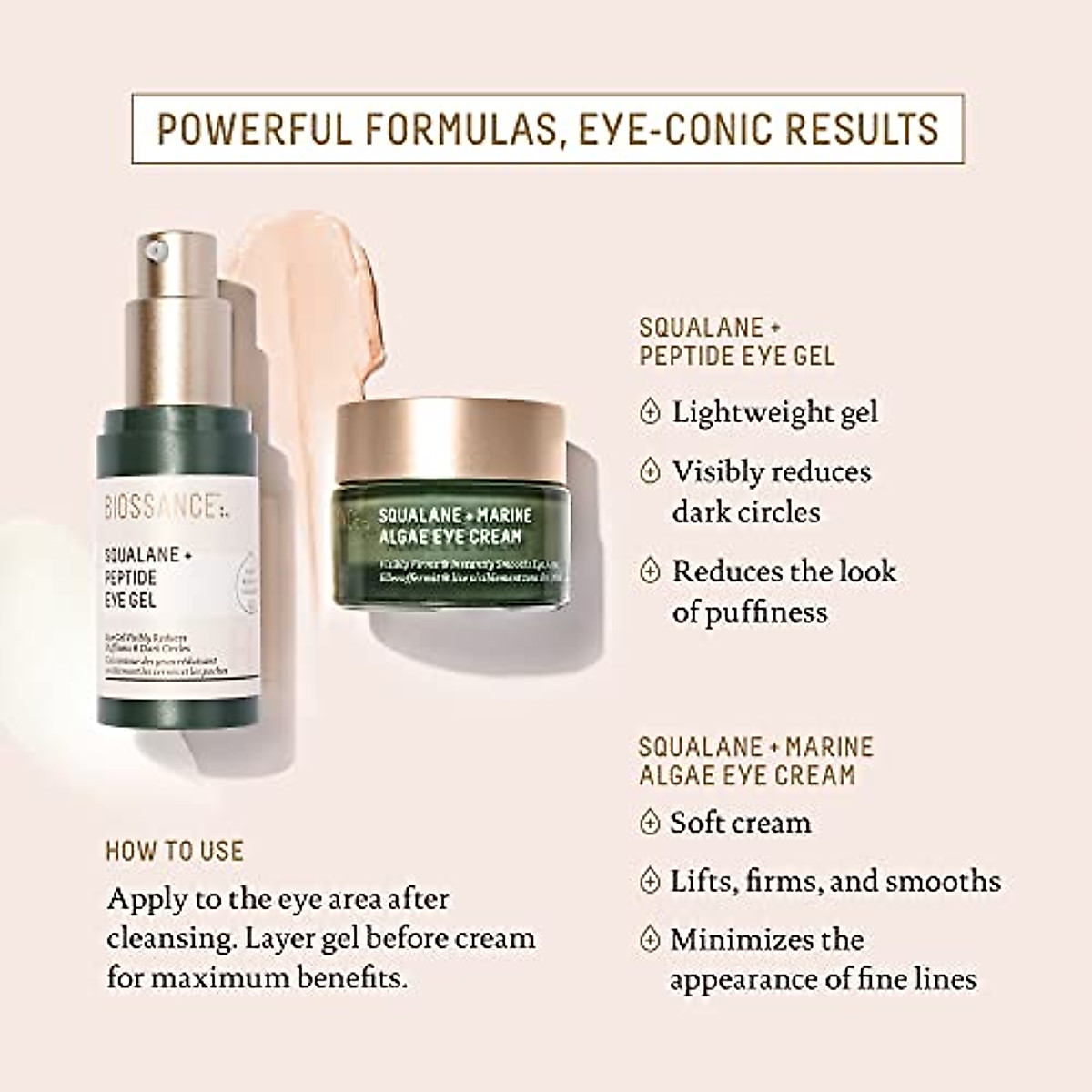 Biossance Squalane + Peptide Eye Gel. Reduce Dark Circles and Puffiness, Improve Fine Lines and Hydrate with Niacinamide and Peptides (0.5 ounces)