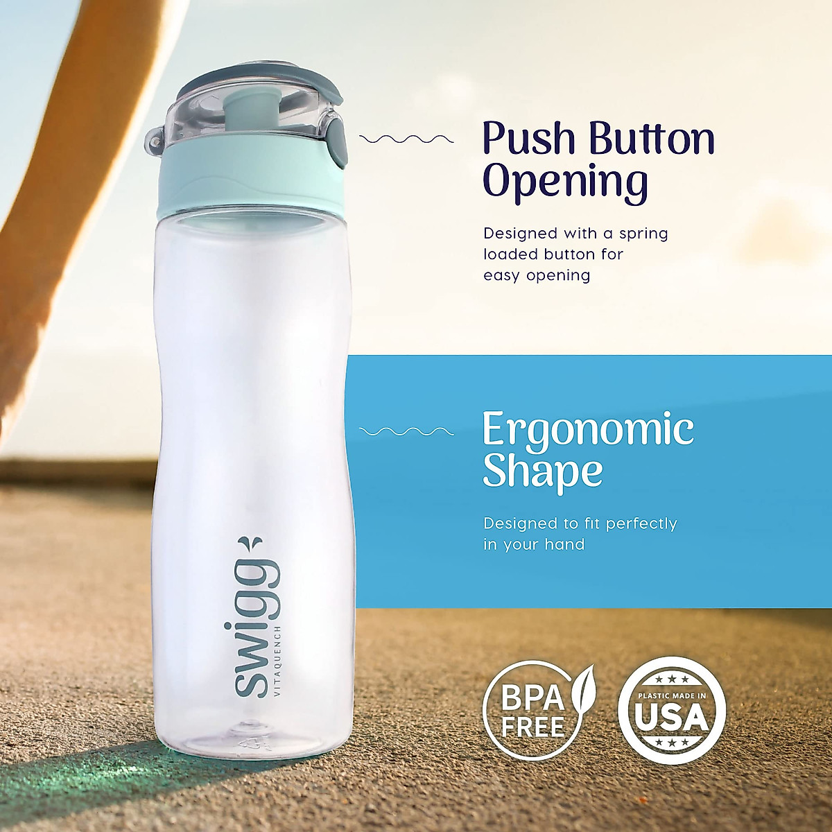 1 BPA Free Sports Water Bottles for School Gym Bicycle Car - Leak Proof Sports Waterbottles - See Through Reusable Clear Water Bottle botella de agua Made of Tritan Plastic Refillable 24oz