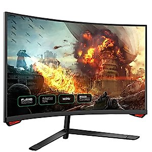 Fiodio 24'' 165Hz Refresh Rate Curved Monitor Full HD 1080P with HDMI Display Ports, VESA Compatible, Free-Tearing Eye Care Monitor for Home Office and Gaming (DP Cable Included)