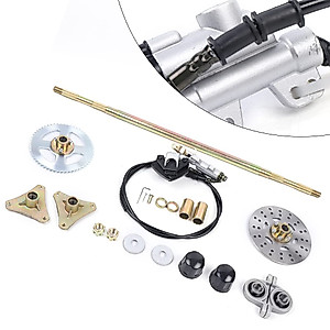 740mm Rear Axle Kit 29.13'' Go Kart Rear Axle Complete Brake Assembly Kit for 50cc 70cc 90cc ATV Quad Go Kart GolfCart (Without T8F chain)