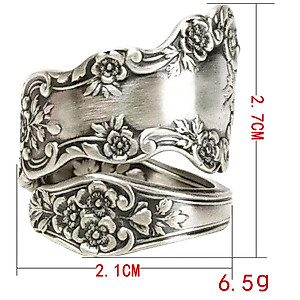 925 Sterling Silver Oxidized Spoon Ring Adjustable Ring Jewelry Gifts for Women