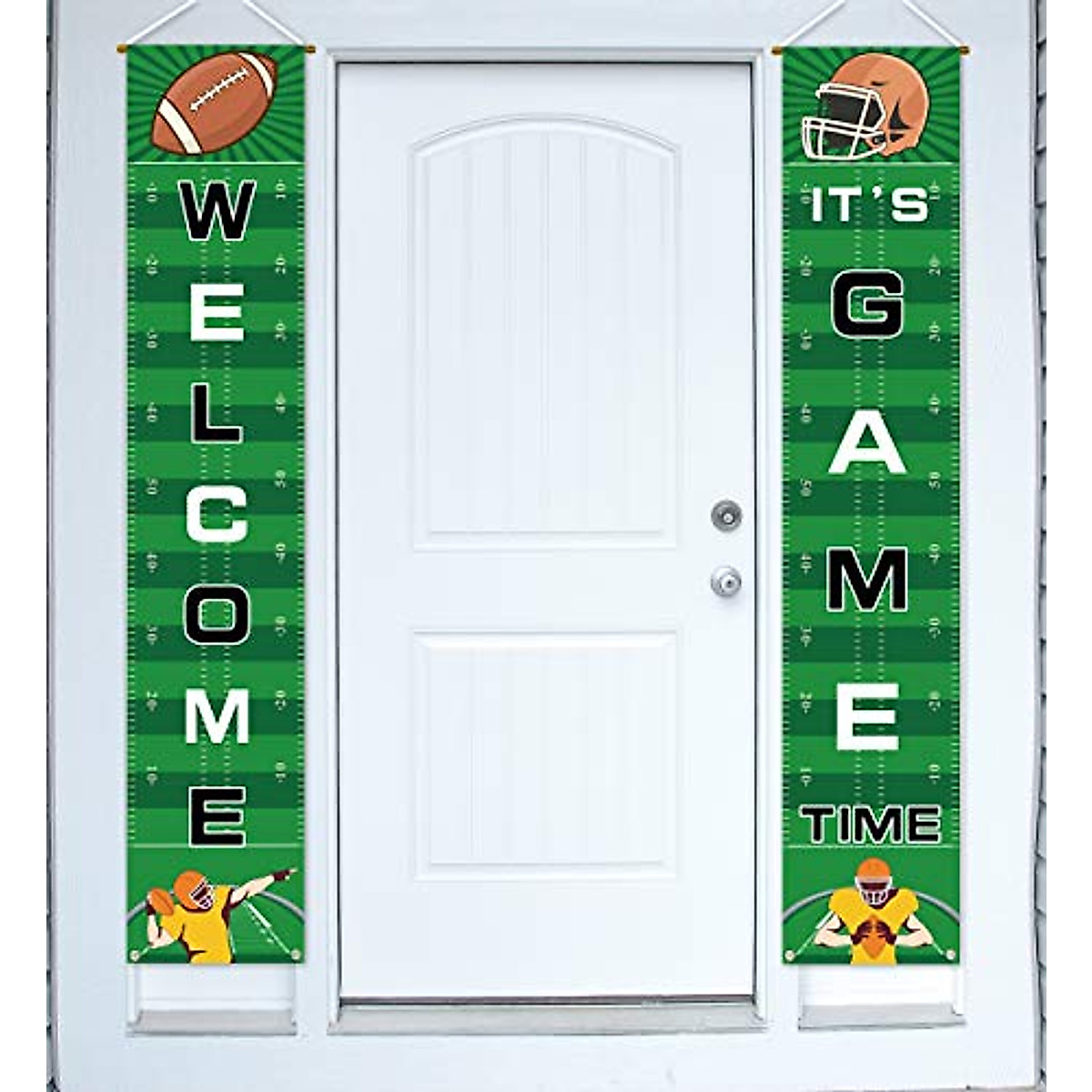 Football Banner Welcome Porch Sign Decorations - Game Day Sports Door House Party Decor Supplies