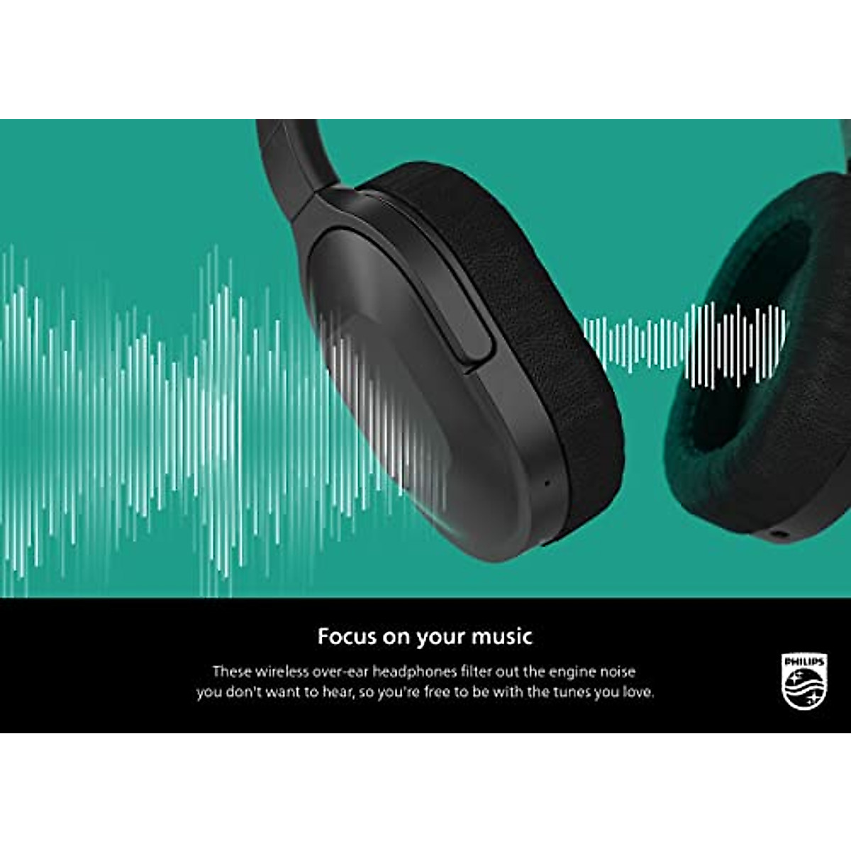 PHILIPS Active Noise Cancelling Headphones Wireless Bluetooth H6506 Flat Folding Lightweight Over Ear Wireless Headphones w/Multipoint Bluetooth Connection 30h Playtime with Deep Bass for Home/Office