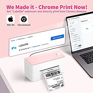 Bluetooth Thermal Label Printer 4X6 - Wireless Shipping Label Printer for Small Business & Packages - Pink Thermal Label Printer Shipping Label Makers, Compatible with iPhone, USPS, Etsy, Amazon