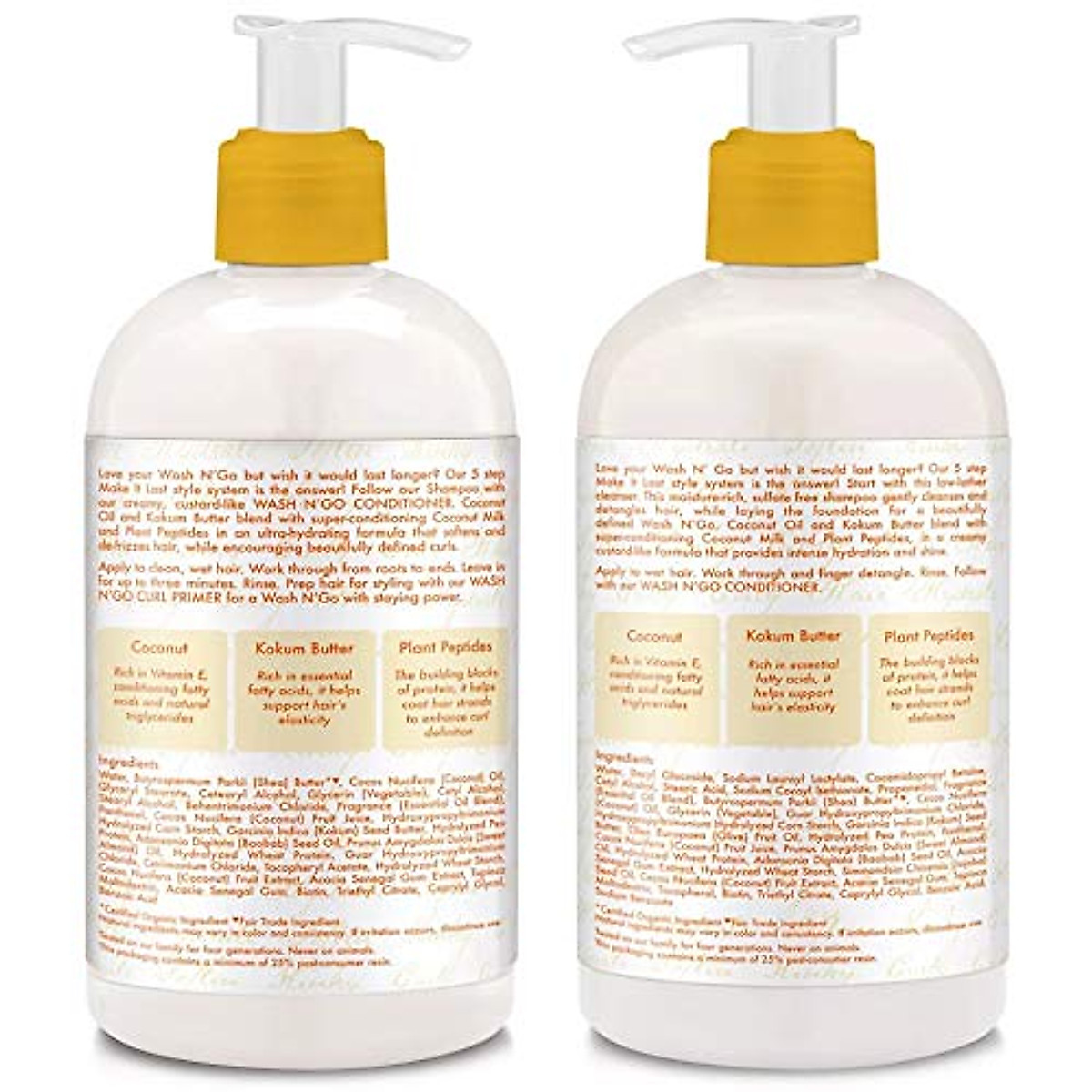 Shea Moisture Shampoo and Conditioner Set, Coconut Custard Make It Last Wash N’ Go Shampoo 13 Ounce, Coconut Custard Make It Last Wash N’ Go Conditioner 13 Ounce