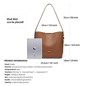 Cnoles Hobo Bags Purses And Handbag for Women Tote Shoulder Satchel Crossbody Bag Ladies Top Handle Purse Genuine Leather Brown