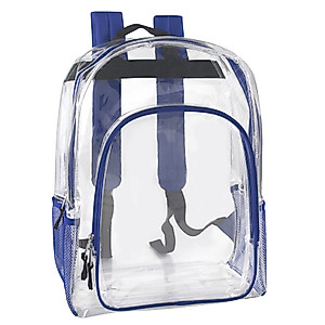 Clear Backpack with Pockets for Kids, Women, Men, Beach, School Transparent Heavy Duty See Through Backpack (Black)