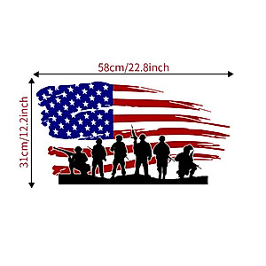 Amaonm Removable Vinyl American Flag and Soldier Wall Decal USA Flag Wall Stickers Peel Stick Art Decor for Classroom Kids Bedroom Teens Nursery Living Room Playroom Offices Wall Decoration (Flag)
