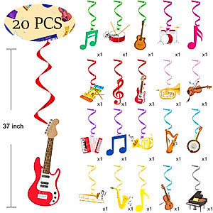 Musical Instrument Hanging Swirl Decorations Music Party Decorations Musical Note Instrument Theme Swirls Ceiling Streamers for Music Themed Birthday Party Baby Shower Supplies