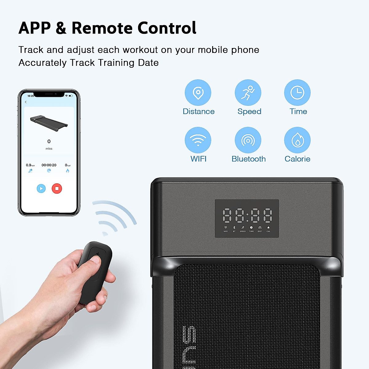 SupeRun Under Desk Treadmill, Walking Pad, Portable Treadmill with Remote & APP Control and LED Display, Quiet Walking Jogging Machine for Office Home Use (Black02)