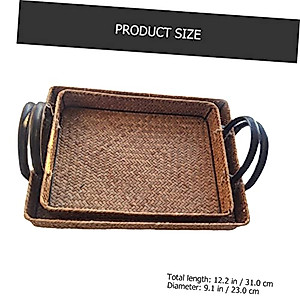 Cabilock 2pcs Handwoven Seagrass Storage Basket Small Woven Basket for Wedding Bathroom Kitchen Supplies