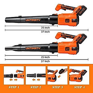 Cordless Leaf Blower 400 CFM Electric Blower with 2 Packs 4.0Ah Battery Powered 3-Gear Wind Speed Handheld Lightweight Blower for Lawn Yard Garden （2pcs Battery）