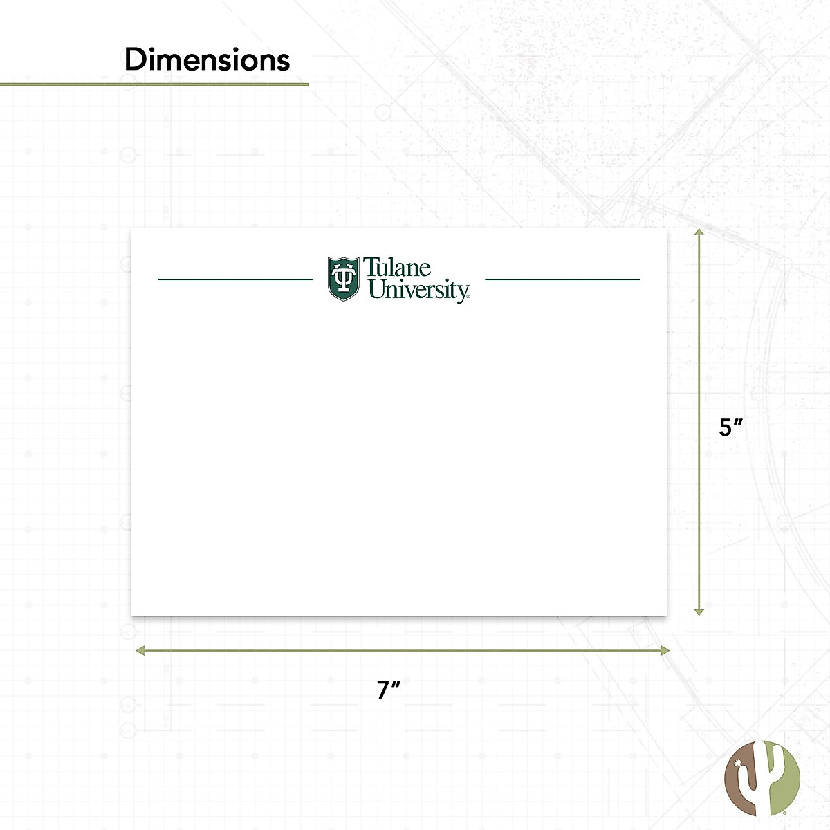 Tulane University 10 Pack Notecards Stationery Cardstock Green Wave Includes Envelopes Memo Party Thank You (Notecard 1b)