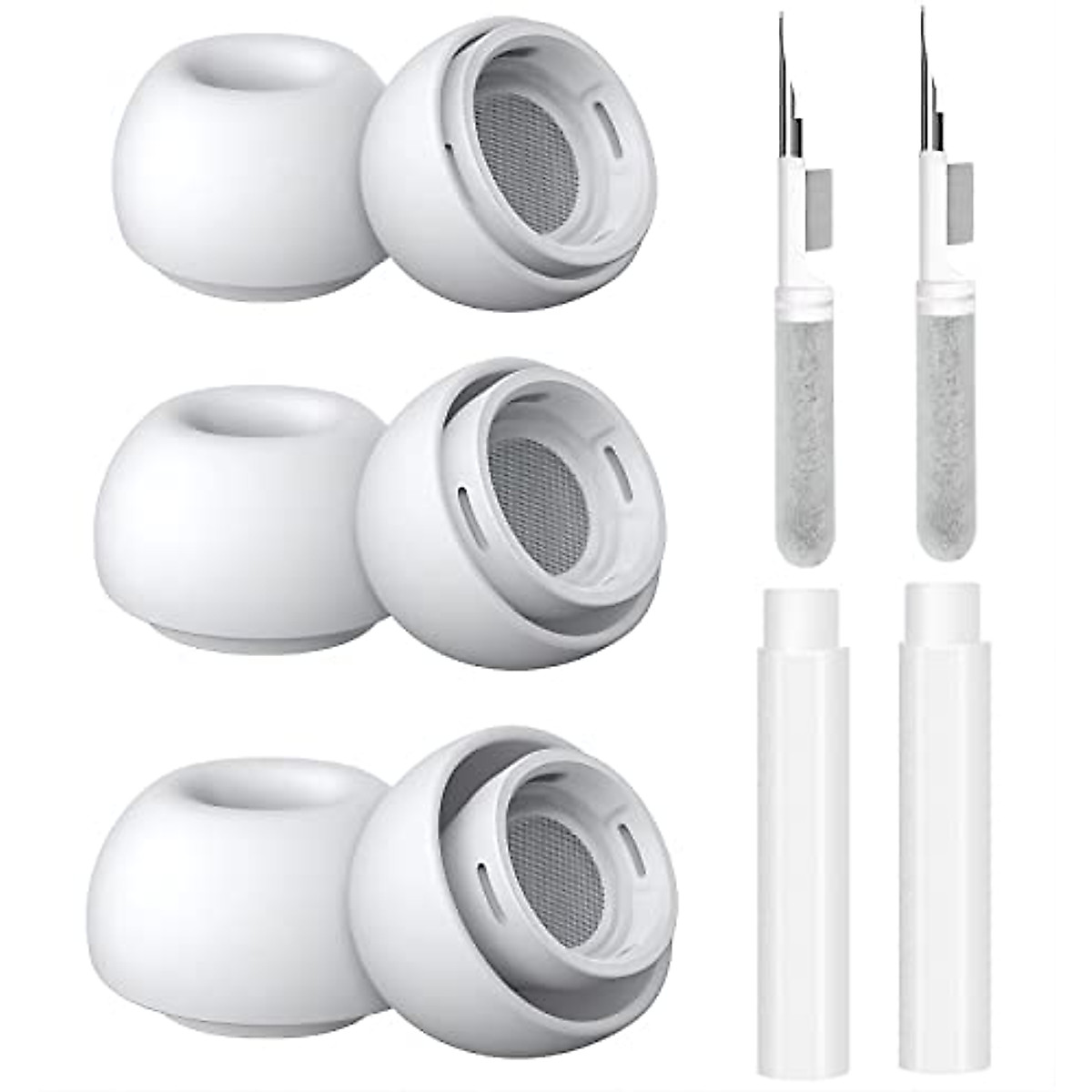 OOTSR 3 Pairs Replacement Ear Tips for AirPods Pro/AirPods Pro 2,Silicon Ear Tips with 2 Pcs Cleaning pens,Earpads for Airpod pro(S/M/L)