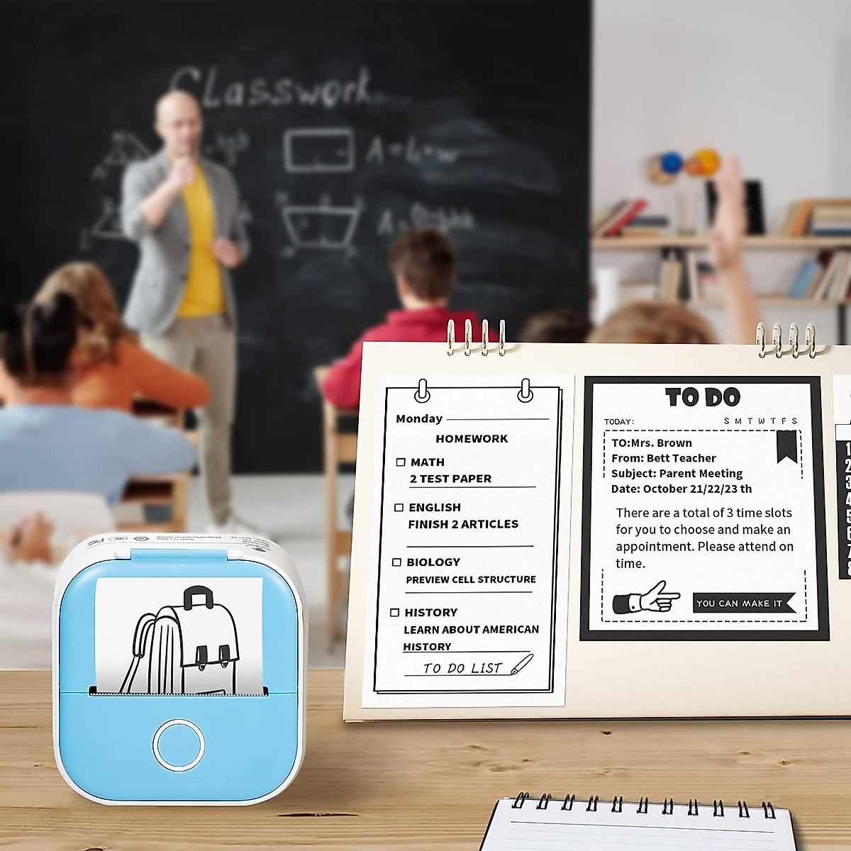 Ponek T02 Thermal Mini Sticker Printer Paper, White Self-Adhesive Paper, Black On White Paper for Journal, Photo, 50mm x 3.5m, 3 Rolls, Keep for 10 Years, Compatible with T02/M02X/M02L/Y02C/Q02