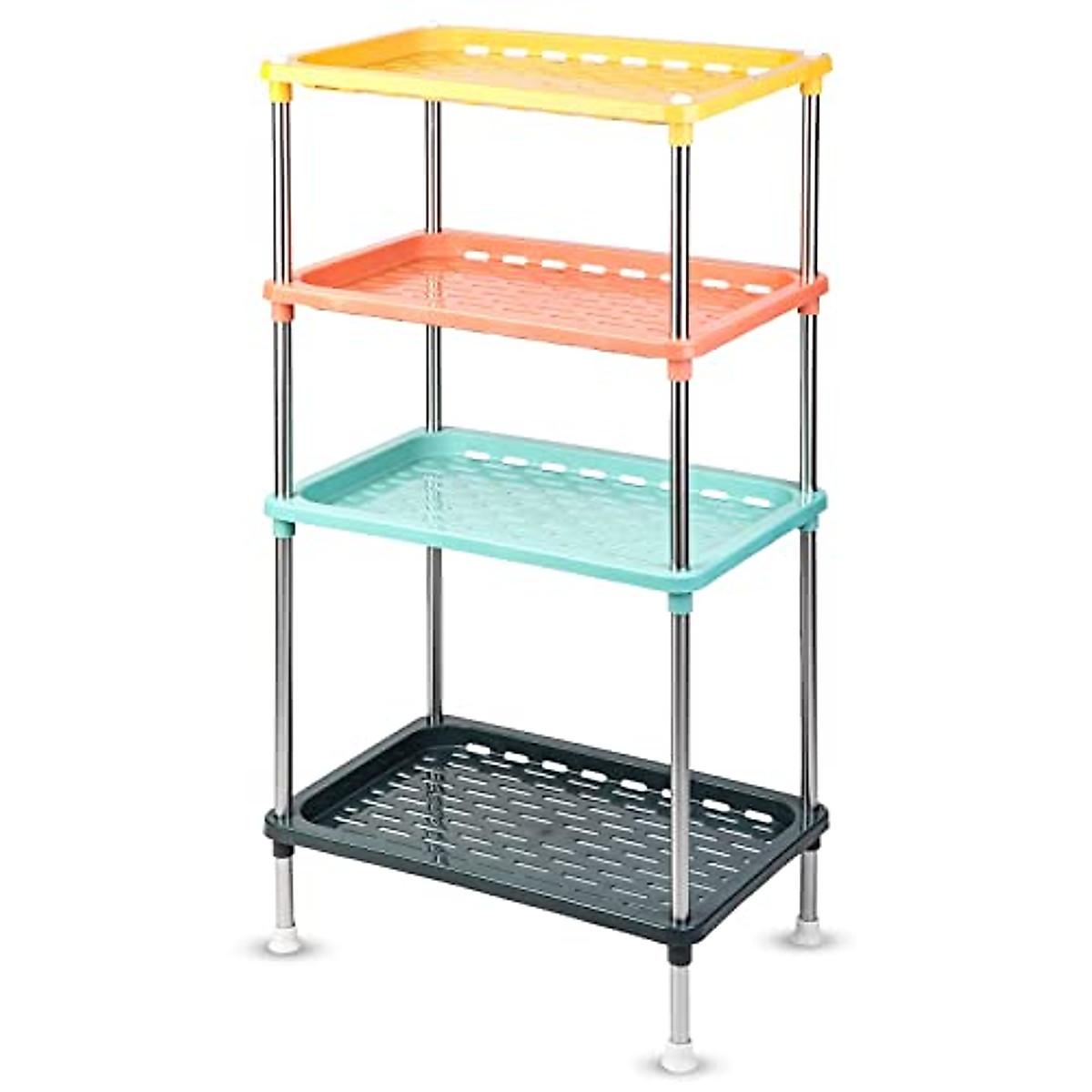 ruishetop 4-Tier Multicolor Plastic Storage Rack Easy Assembly Space Saving for Kitchen,Laundry Room,Bathroom