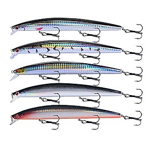 LINGYUE Large Fishing Lures 7.1" Minnow VIB Hard Bait Lures with Treble Hook Lifelike 3D Fishing Eyes Swimbait Crankbait Deep/Shallow Divers Fish Tackle Kits