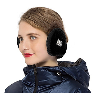 Surblue Unisex Warm Earmuffs Cashmere Winter Pure Color Outdoor Fur Earwarmer, Adjustable Wrap, Black, Medium