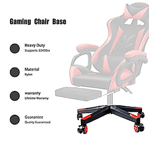 Frassie 28 inch Nylon Gaming Chair Base Replacement with 5 Casters, Heavy Duty Office Chair Base Part