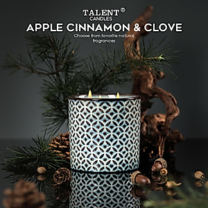 Nostalgic Ceramic Jar Candles, Long-Lasting Scented Candles, 3 Cotton Wicks, Perfect for Bedroom, Kitchen, Bath, Apple Cinnamon & Clove