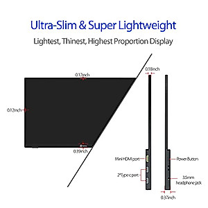 Portable Monitor,15.6 inch 1080P FHD USB C Laptop Monitor HDMI Computer Display External Monitor for Laptop Ultra Slim IPS Screen Gaming Monitor for PC PS4 Xbox Switch Phone, Built in Speaker