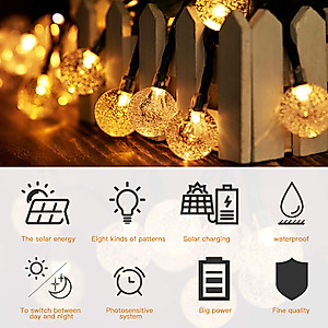 unbrands Solar String Lights Outdoor , 60LED Globe Fairy Waterpro of Lights , 8 Modes 11M/36ft Outdoor Solar String Lights for Garden, Patio Yard, Home ,Christmas ,Parties ,Wedding (Warm White)