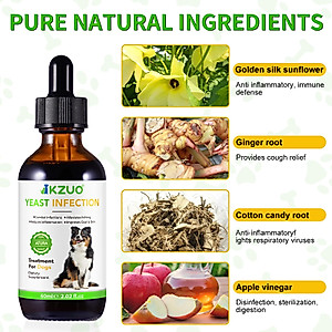 Natural Yeast Infection Treatment for Dogs - Effective Dog Ear Infection Treatment & Allergy Relief, Reduces Inflammation, Alleviates Itching, Combats Infections, Improves Coat & Skin