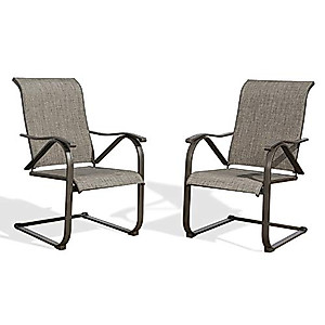 Patio Tree Outdoor Spring Motion Dining Chairs, Patio Bistro Chairs with Textilene Steel Frame, Set of 2